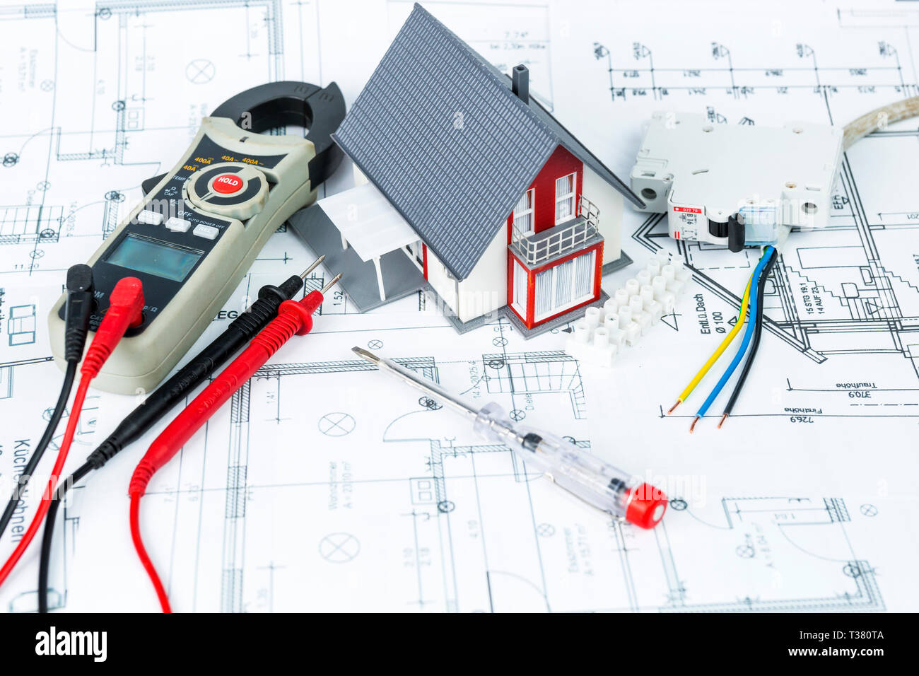 Planning electrical house installation Stock Photo - Alamy