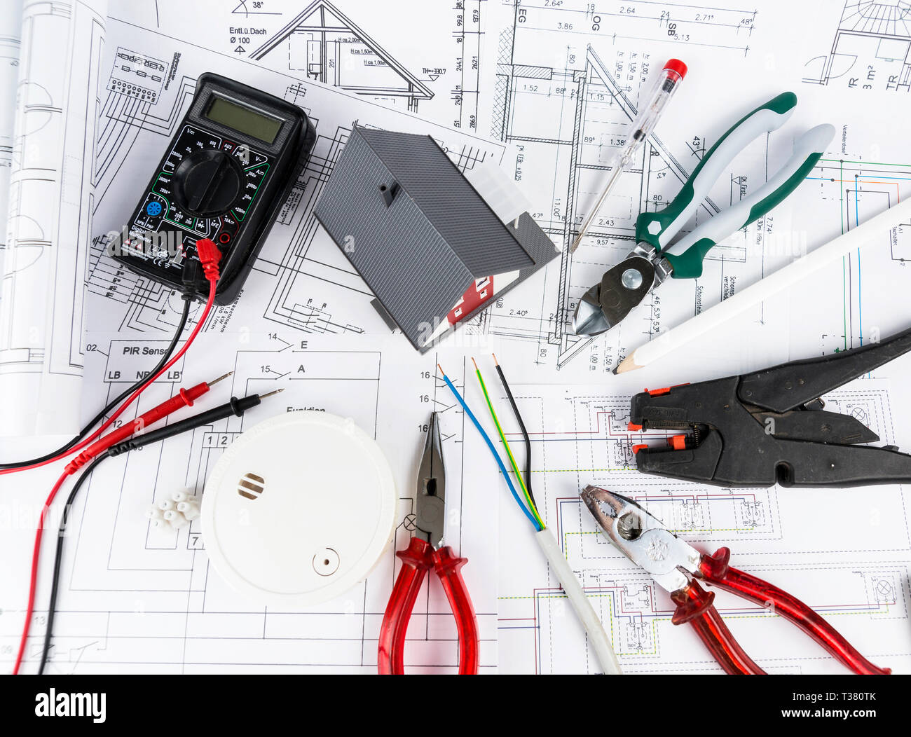 Planning electrical house installation Stock Photo - Alamy