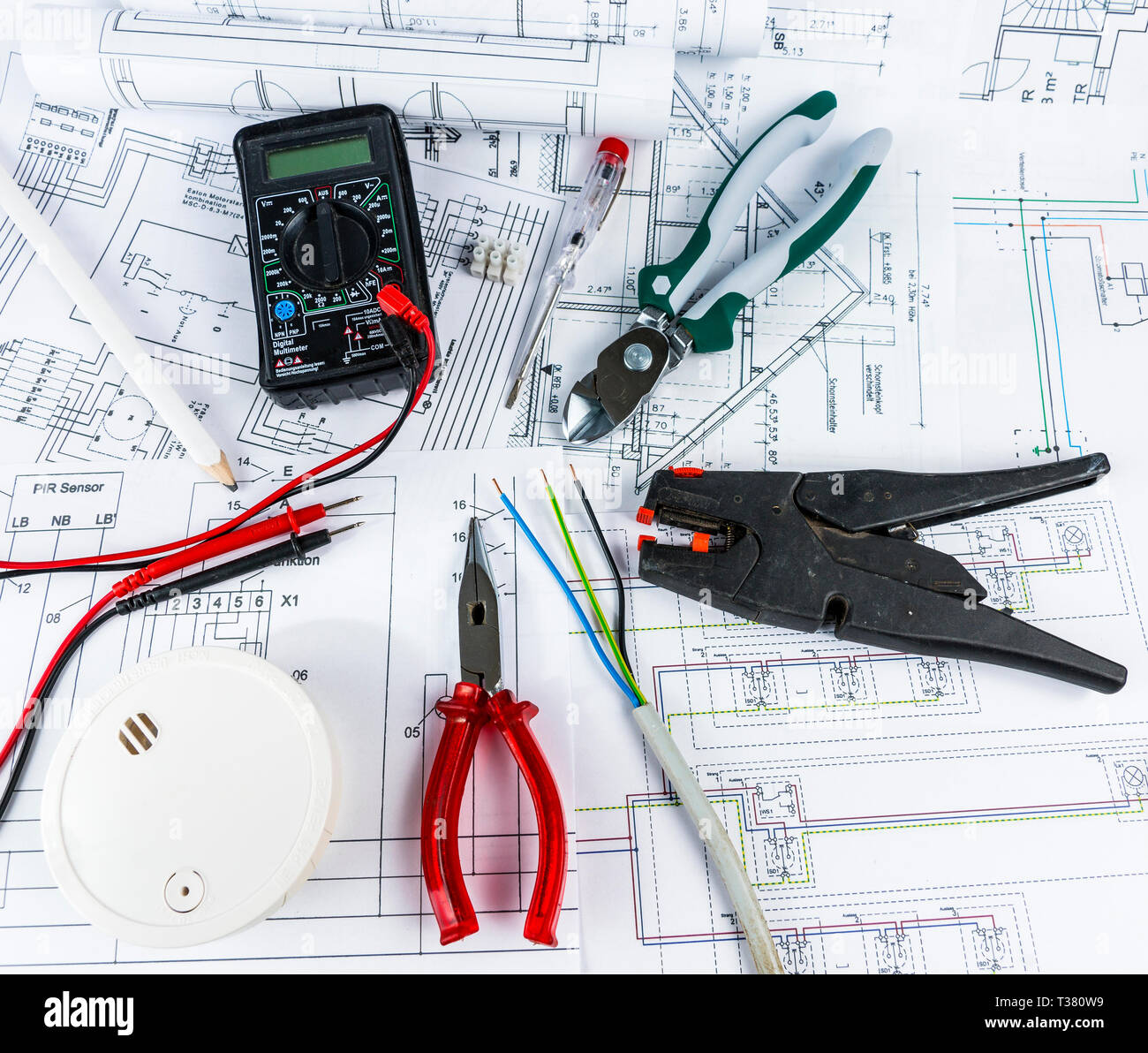 Planning electrical house installation Stock Photo - Alamy