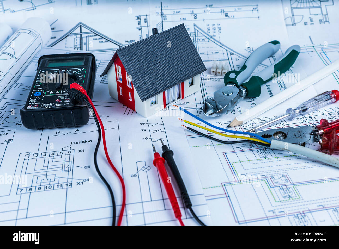 Planning electrical house installation Stock Photo - Alamy
