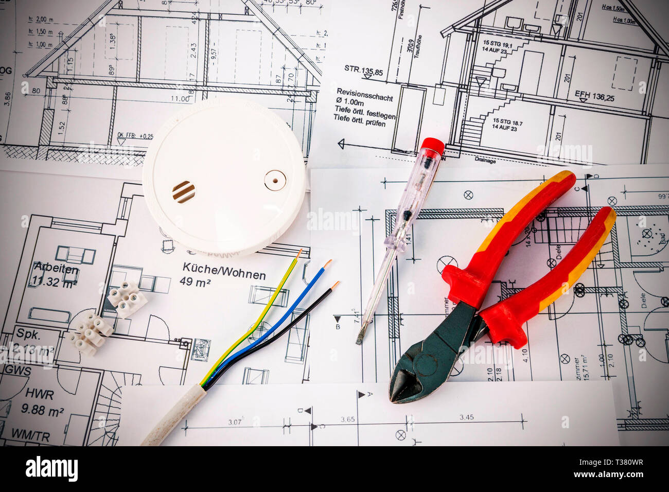 Planning electrical house installation Stock Photo - Alamy
