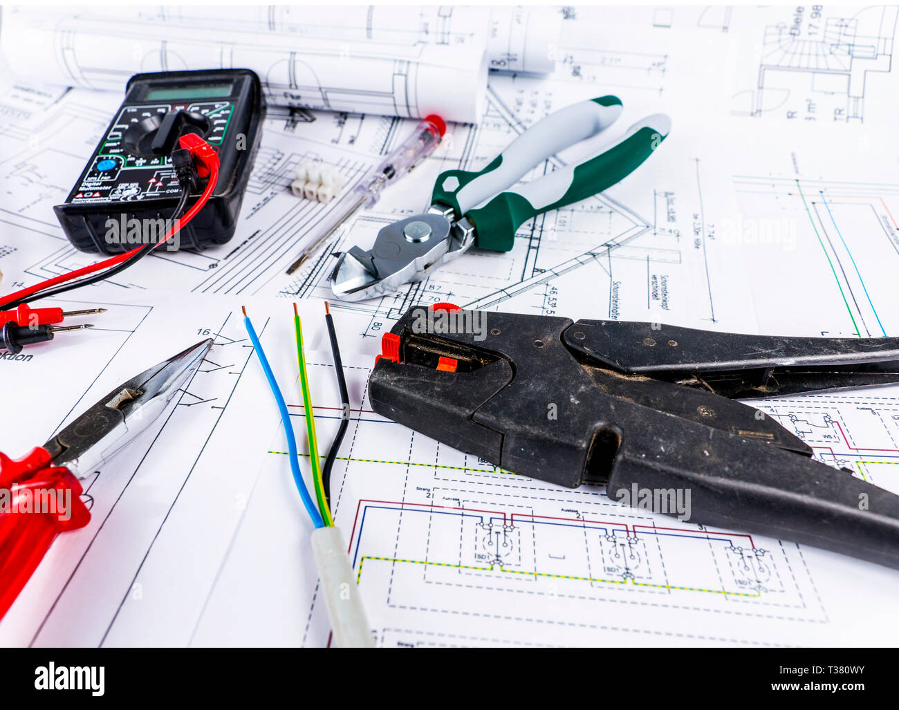 Planning electrical house installation Stock Photo - Alamy
