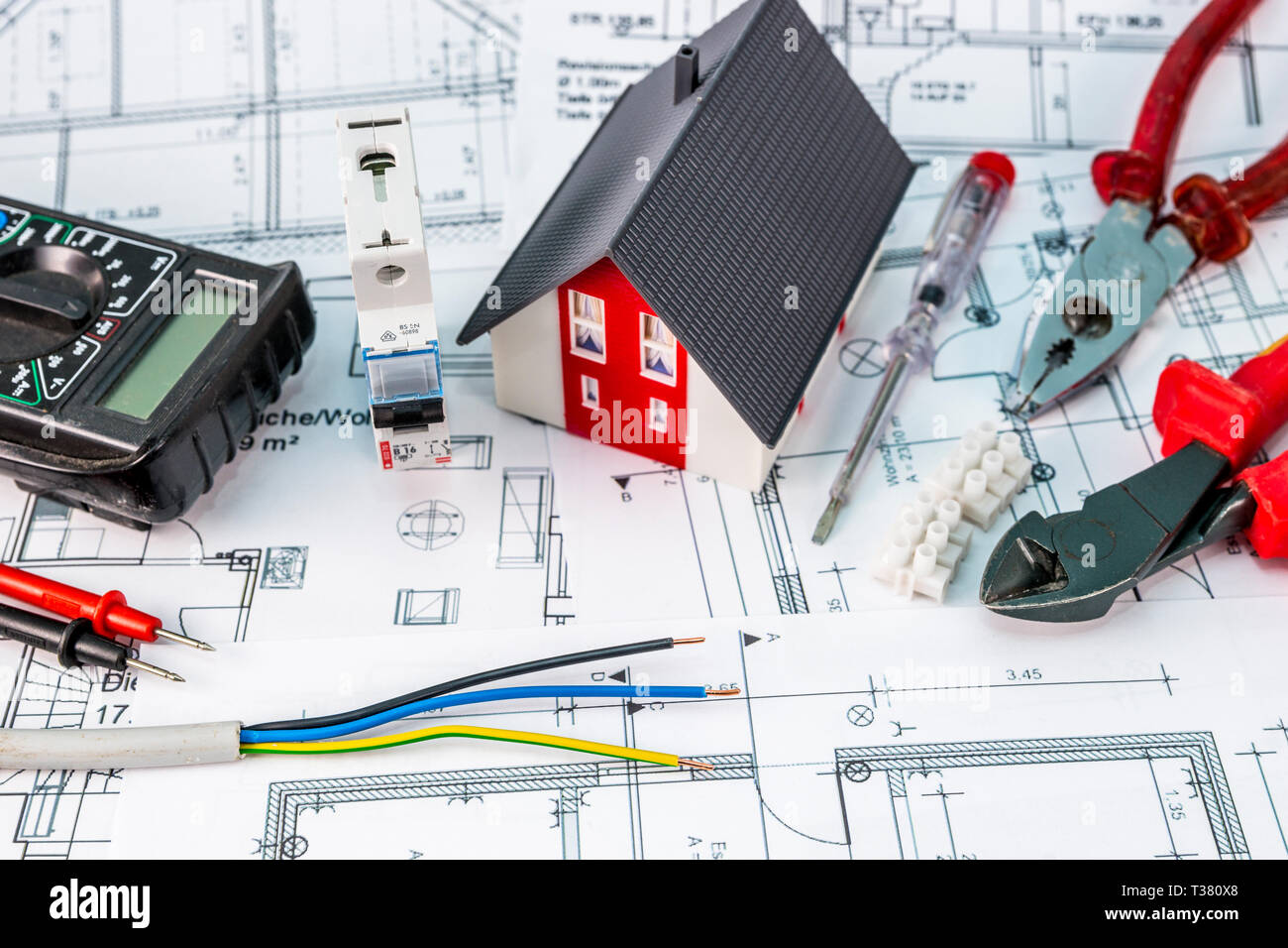 Planning electrical house installation Stock Photo - Alamy