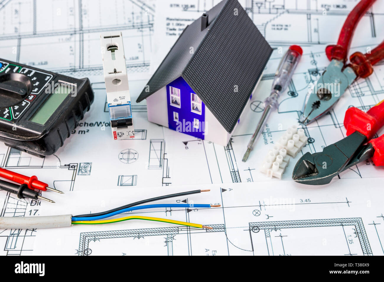Planning electrical house installation Stock Photo - Alamy