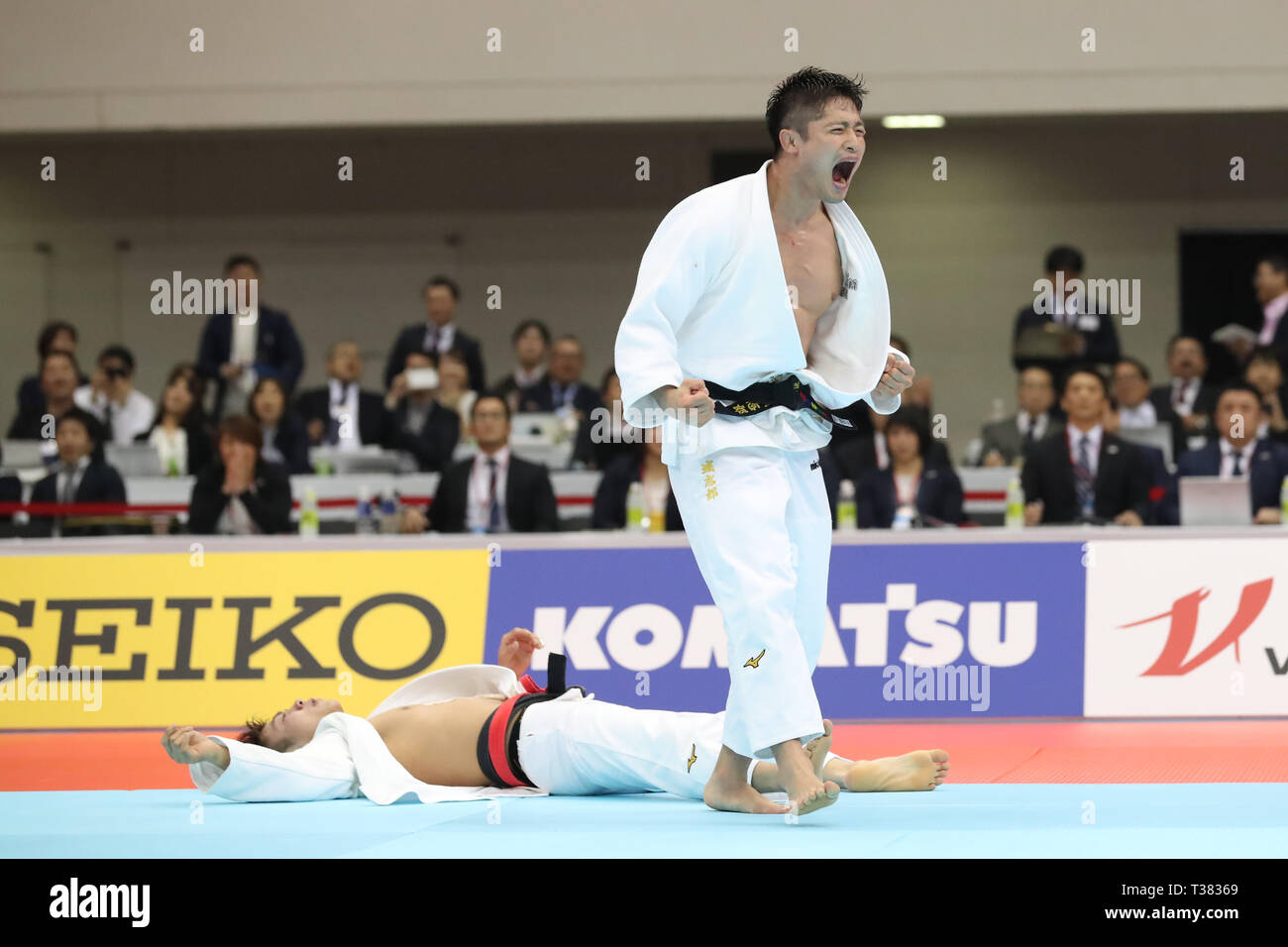 Fukuoka, Japan. 7th Apr, 2019. (L to R) Hifumi Abe, Joshiro Maruyama Judo : All Japan Selected ...