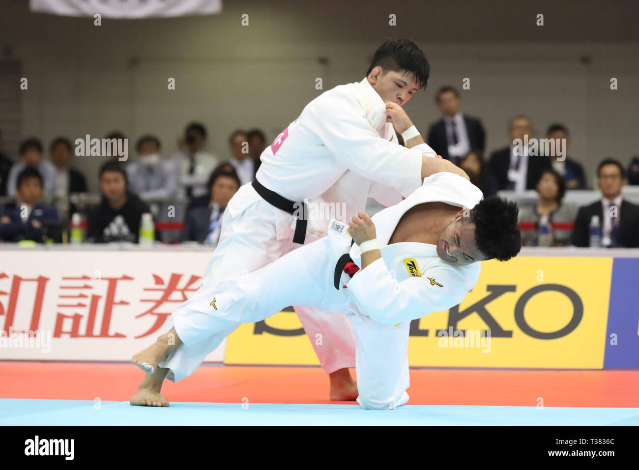 Fukuoka, Japan. 7th Apr, 2019. (L to R) Shohei Ono, Soichi Hashimoto ...