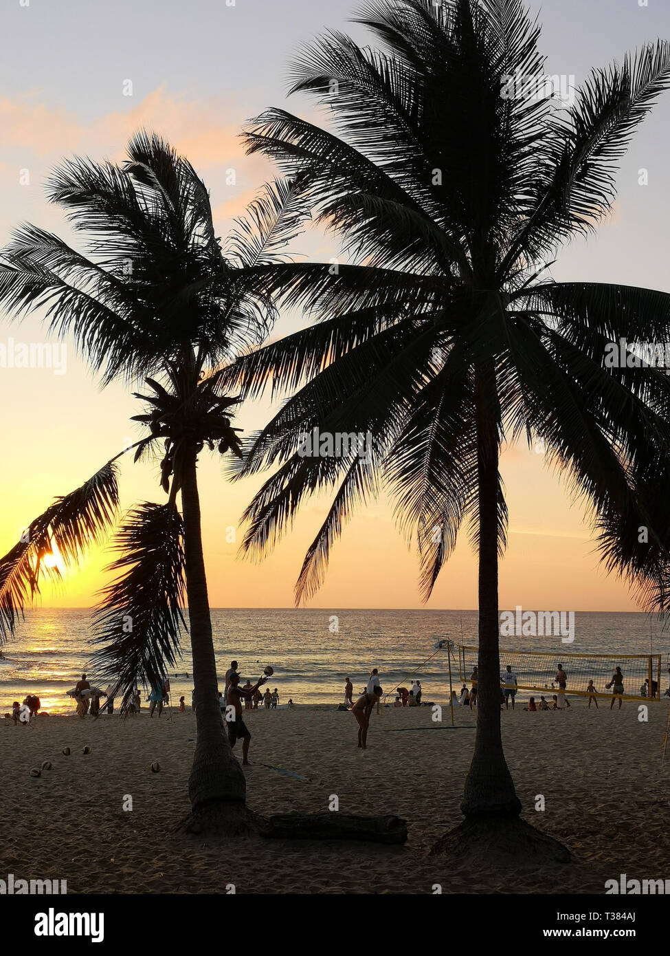 09 March 2019, Thailand, Karon Beach: Evening atmosphere at Karon Beach ...