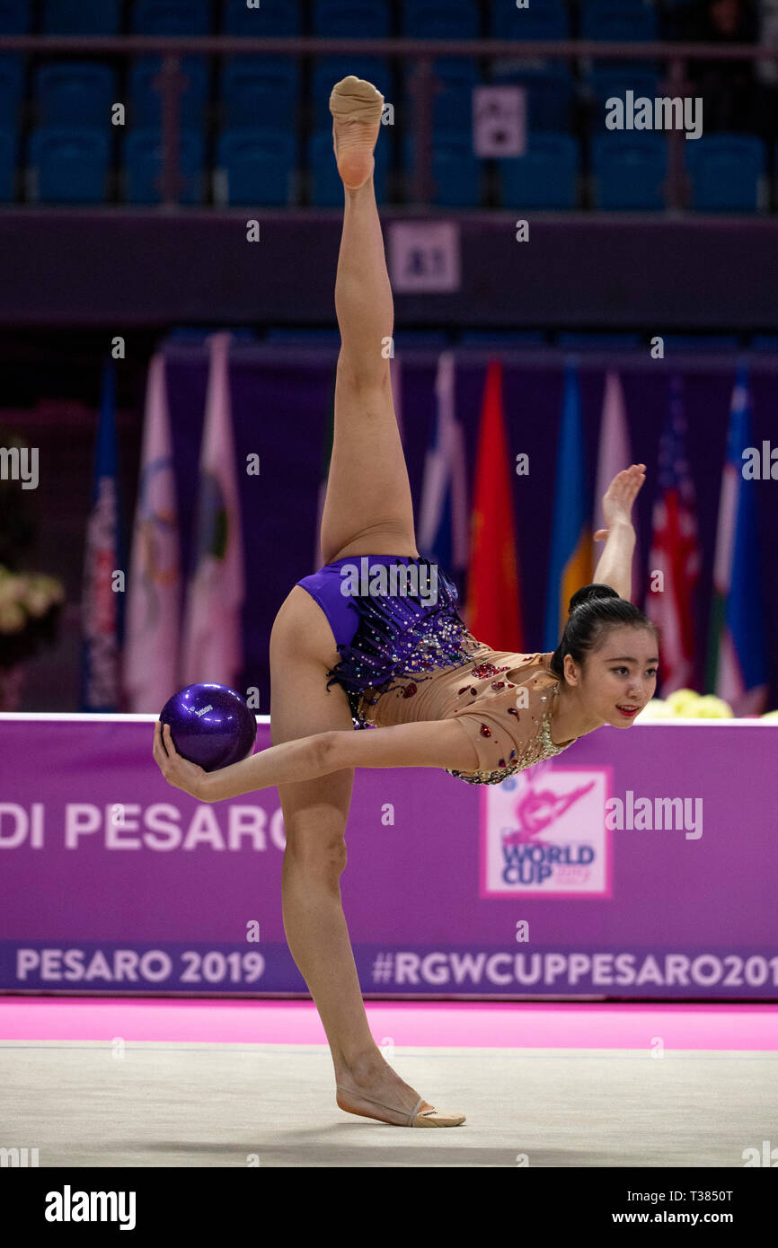 China's Rong Shang during the FIG Rhythmic Gymnastics World Cup Pesaro ...