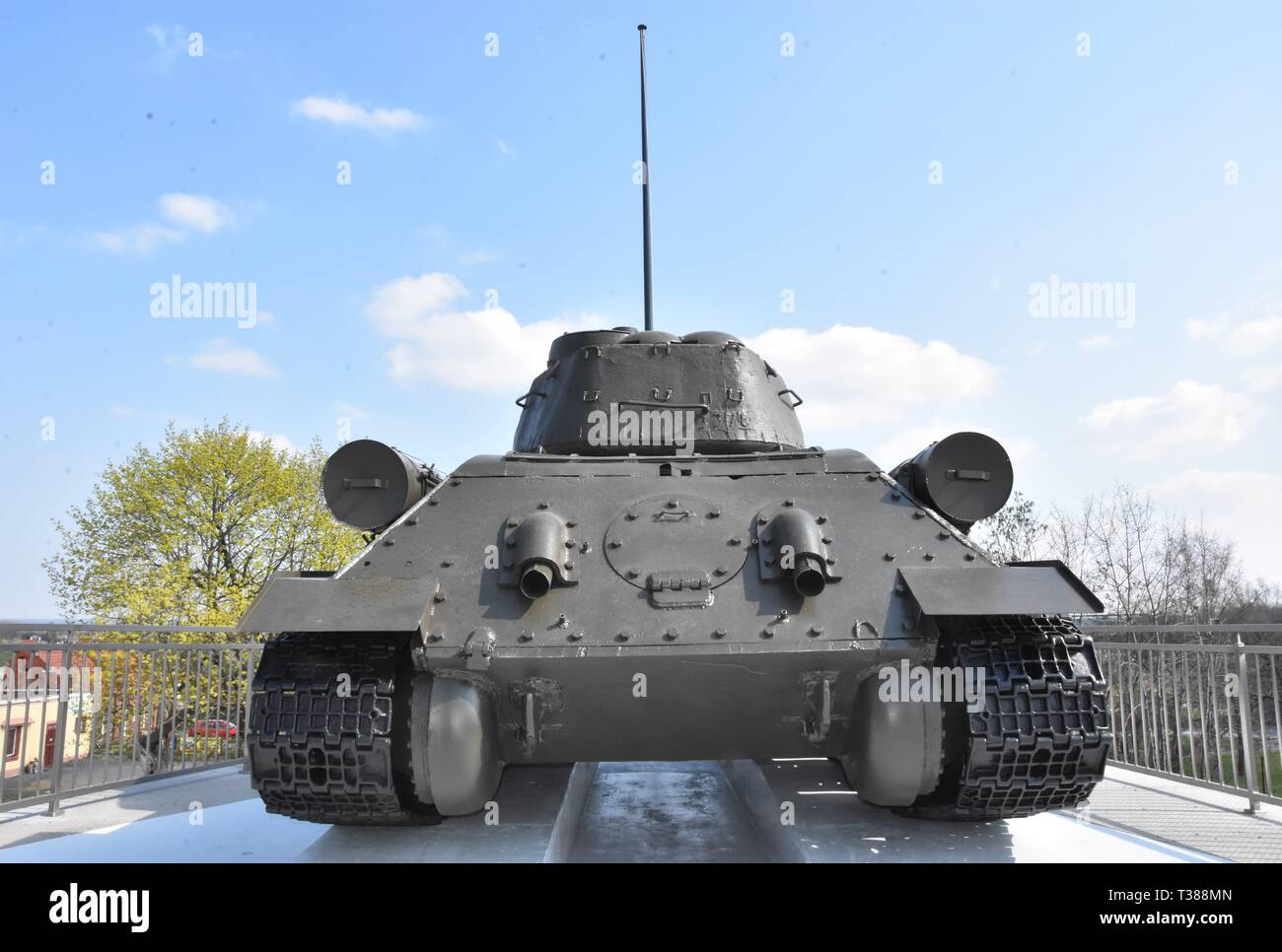 Scinawa, Poland. 7th Apr, 2019. Soviet Tank Monument devoted to the ...