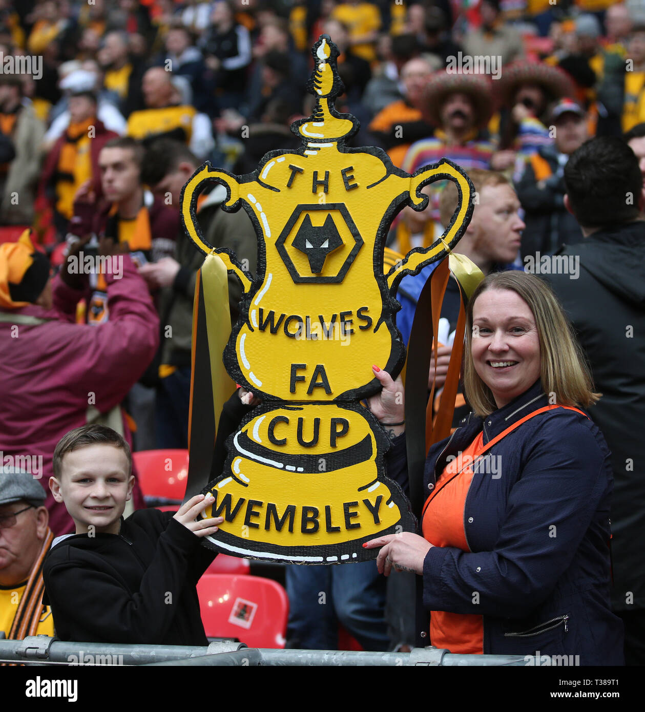 London, UK. 07th Apr, 2019. Wolverhampton Wanderers fans before the FA ...