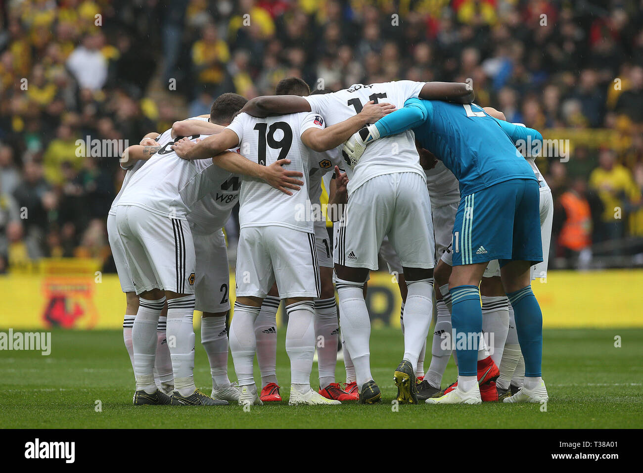 London, UK. 07th Apr, 2019. The Wolverhampton Wanderers players in the ...