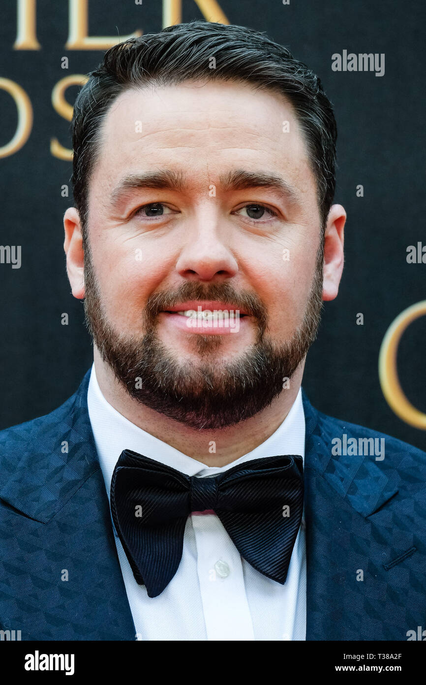 London, UK. 7th Apr 2019. Jason Manford poses on the red carpet at the ...