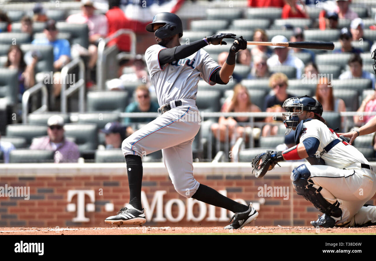 Atlanta, GA, USA. 7th Apr, 2019. Miami Marlins outfielder Rosell ...