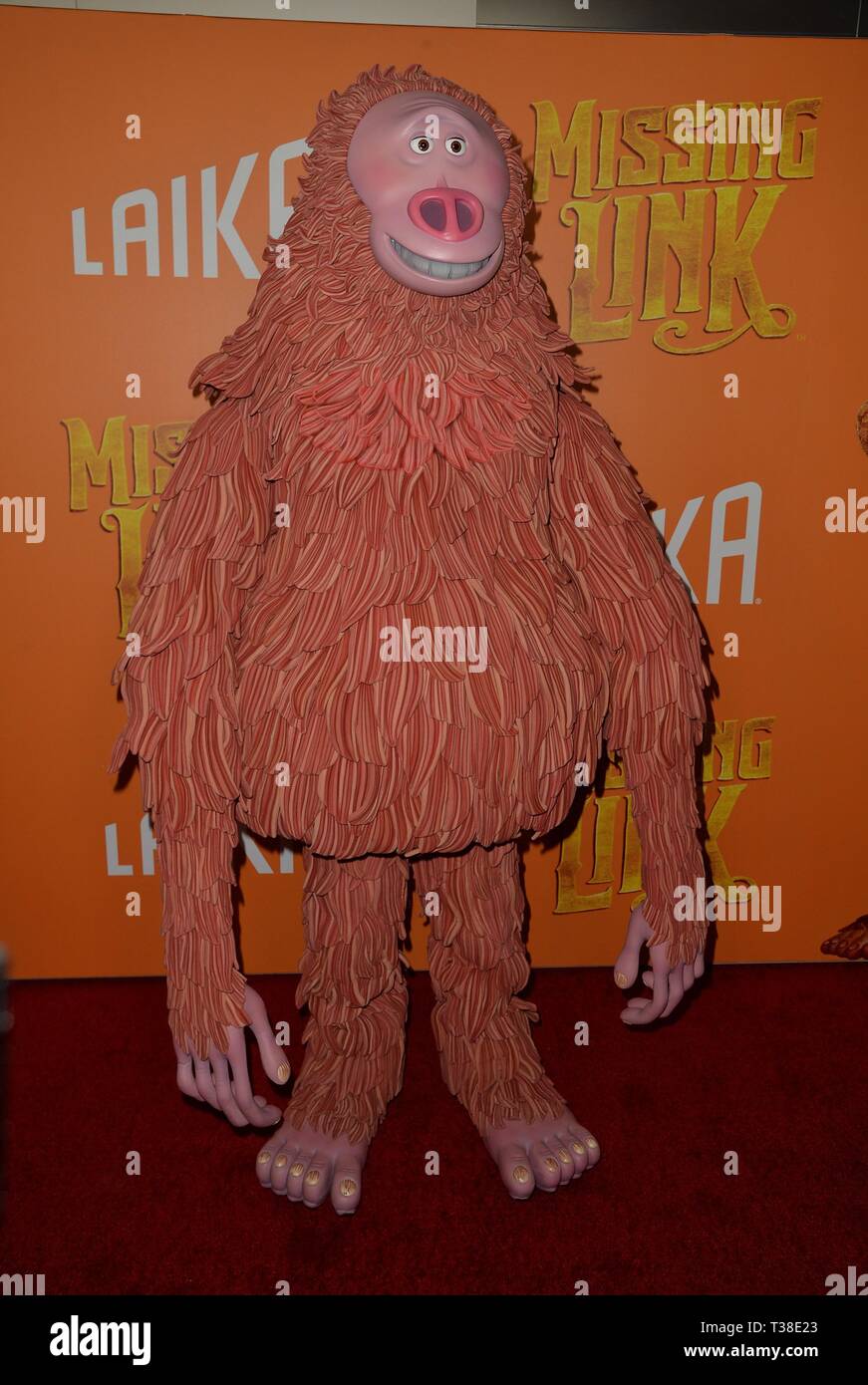 New York, NY, USA. 7th Apr, 2019. Missing Link Character at arrivals ...