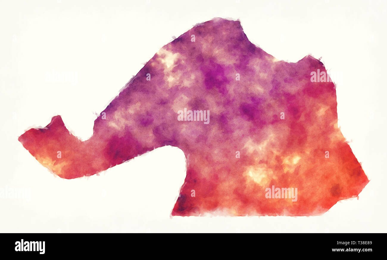 Qena watercolor governorate map of Egypt Stock Photo - Alamy