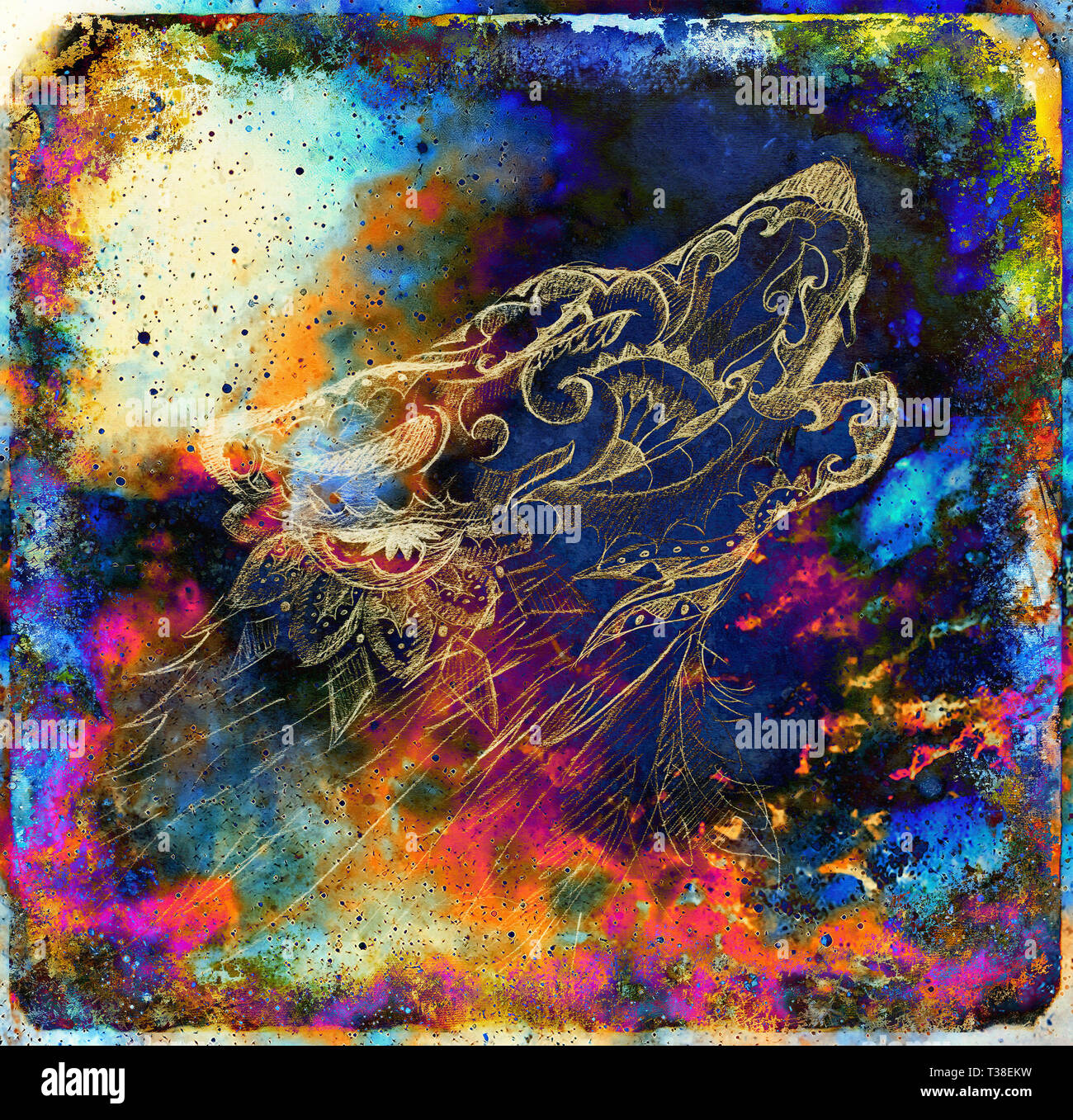 Magical space wolf multicolor computer hi-res stock photography and ...