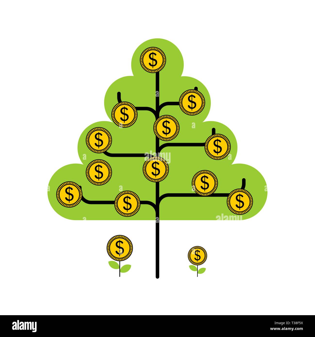 Money tree isolated. Dollar sprout. Grow wealth Stock Vector Image ...