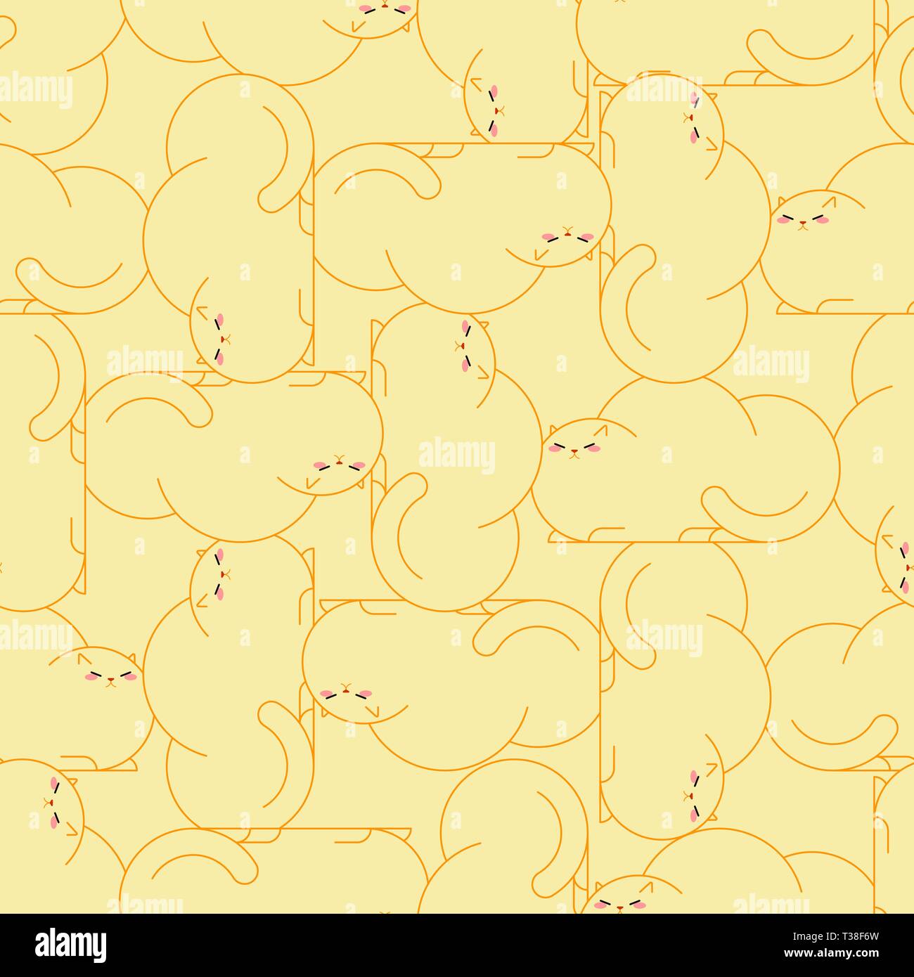 Fat cat pattern seamless. Thick pet background. Cute animal Cartoon ...