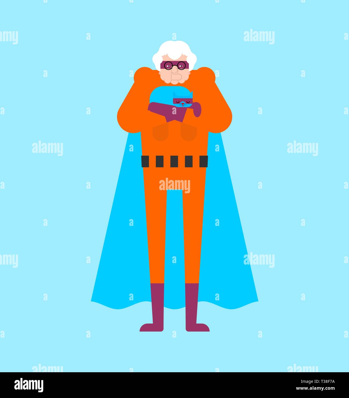 Grandmother superhero isolated. Super Grandma. Superpowers old woman ...