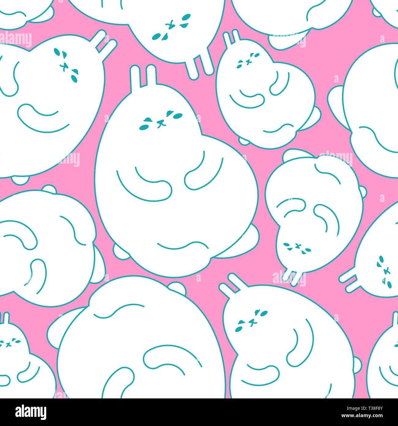 Fat rabbit pattern seamless. Thick hare background. Cute baby cloth ...