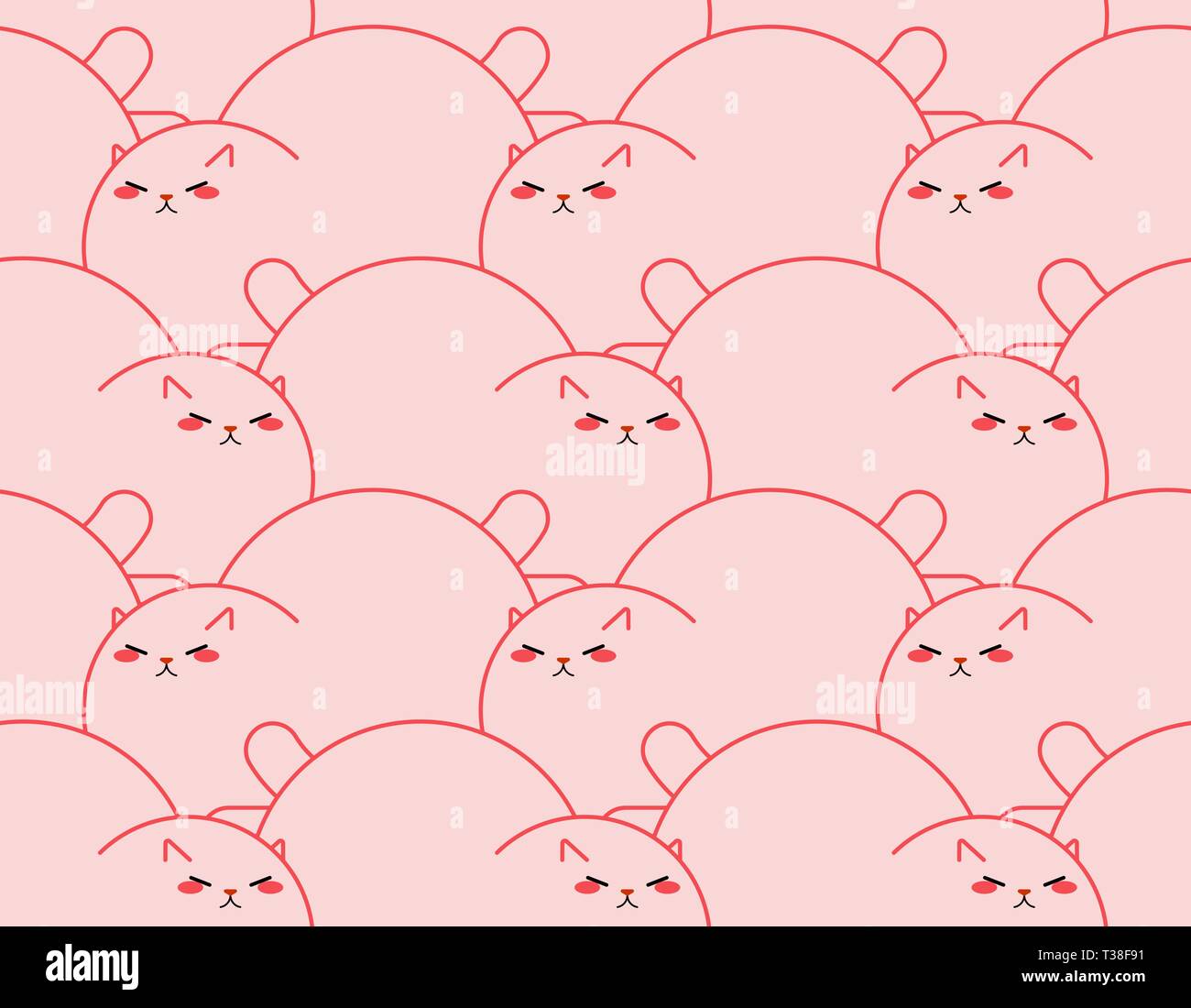 Fat cat pattern seamless. Thick pet background. Cute animal Cartoon ...