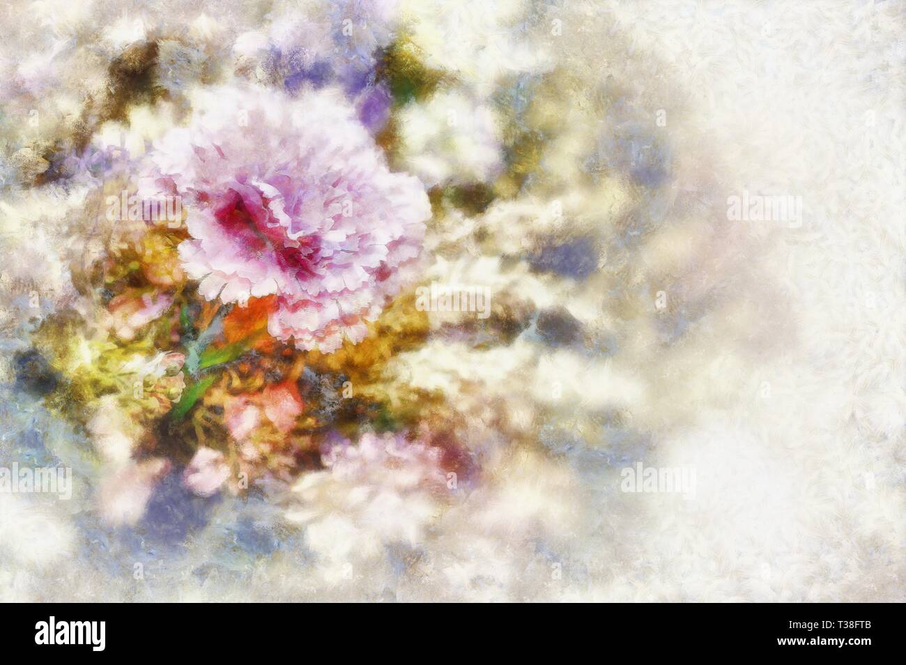 decorative flower background, Computer painting effect. Copy space ...