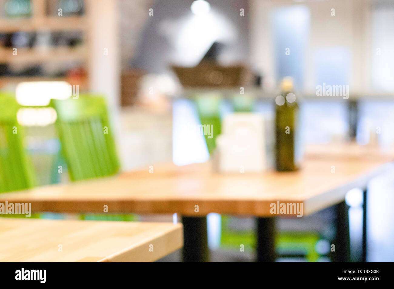 Beautiful bright restaurant in blurred background Stock Photo - Alamy