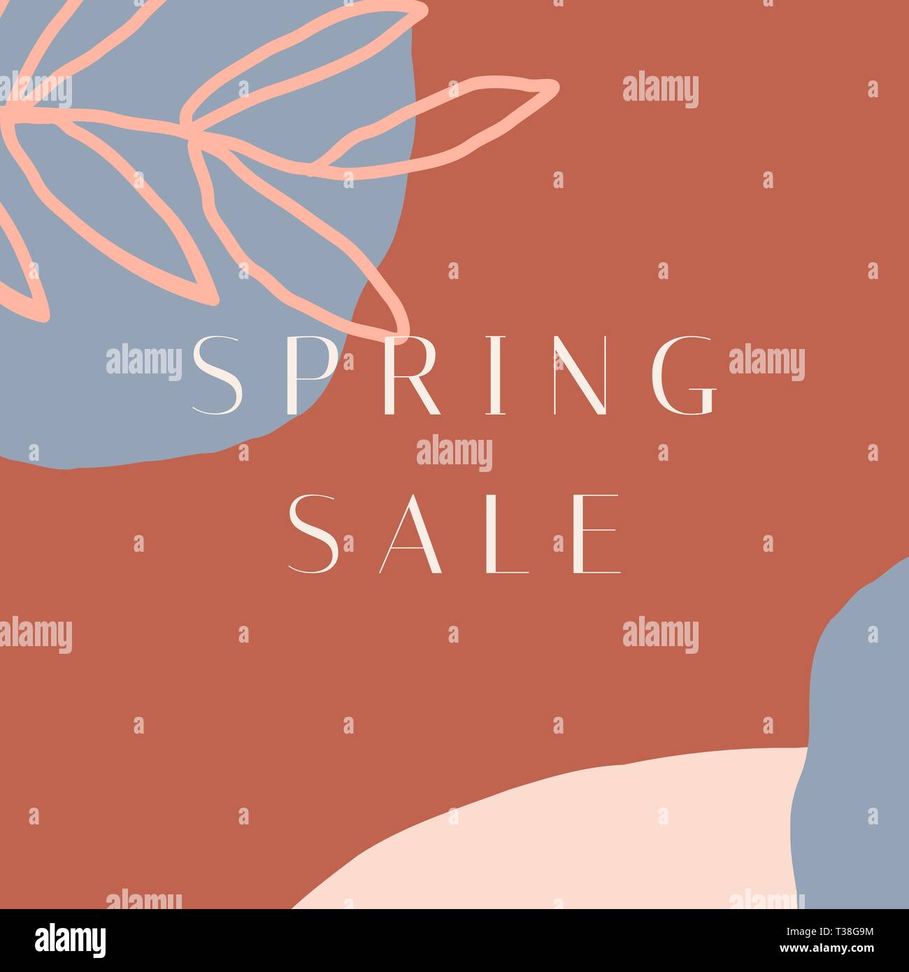 Modern square design template with botanical elements, abstract shapes ...