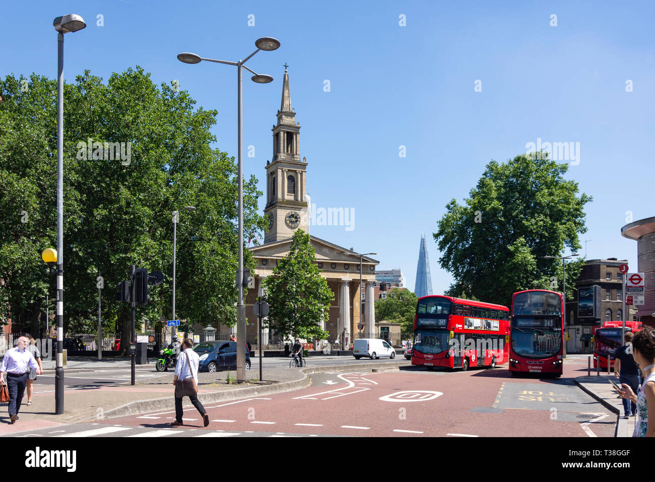 Traffic red double decker bus buses street waterloo road showing hi-res ...