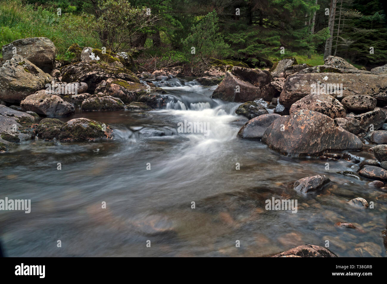 Beautiful clean flowing water, River Tummel, Perthshire, Scotland, UK ...