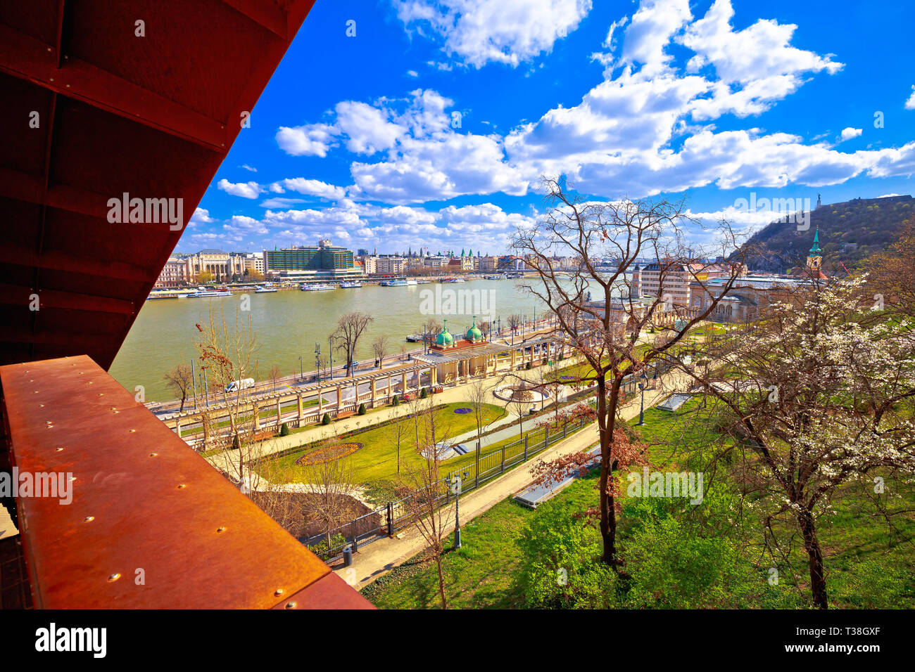 Budapest Danube river waterfront scenic springtime panoramic view ...