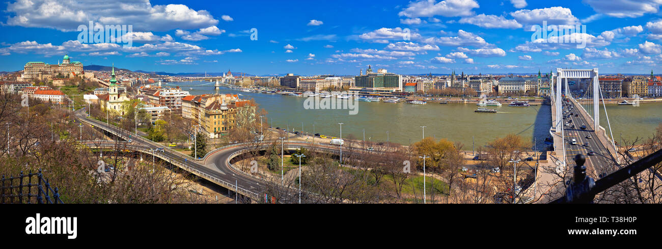 Budapest Danube river waterfront panoramic view, capital of Hungary ...