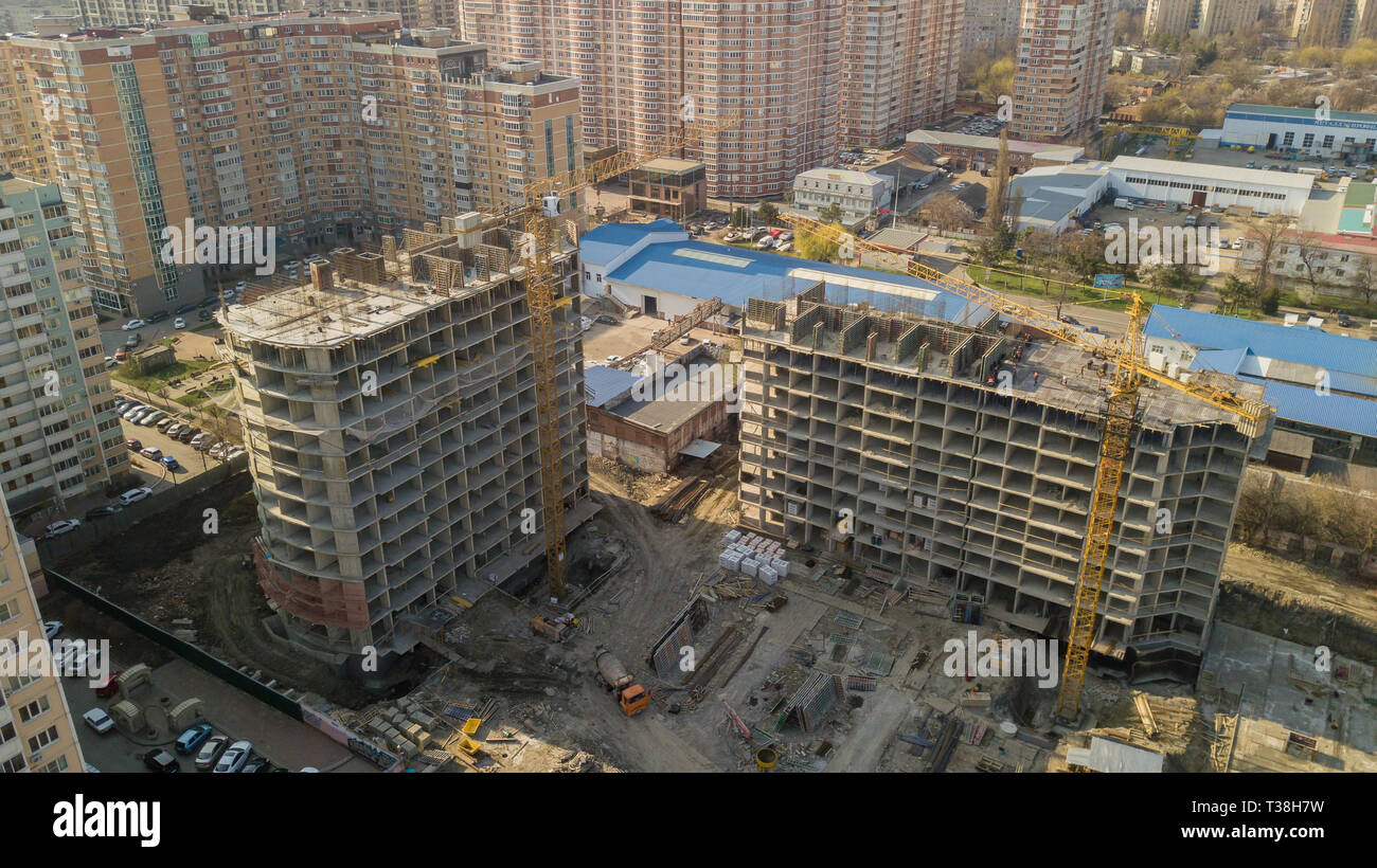 Construction of modern high-rise buildings. Phased construction of ...