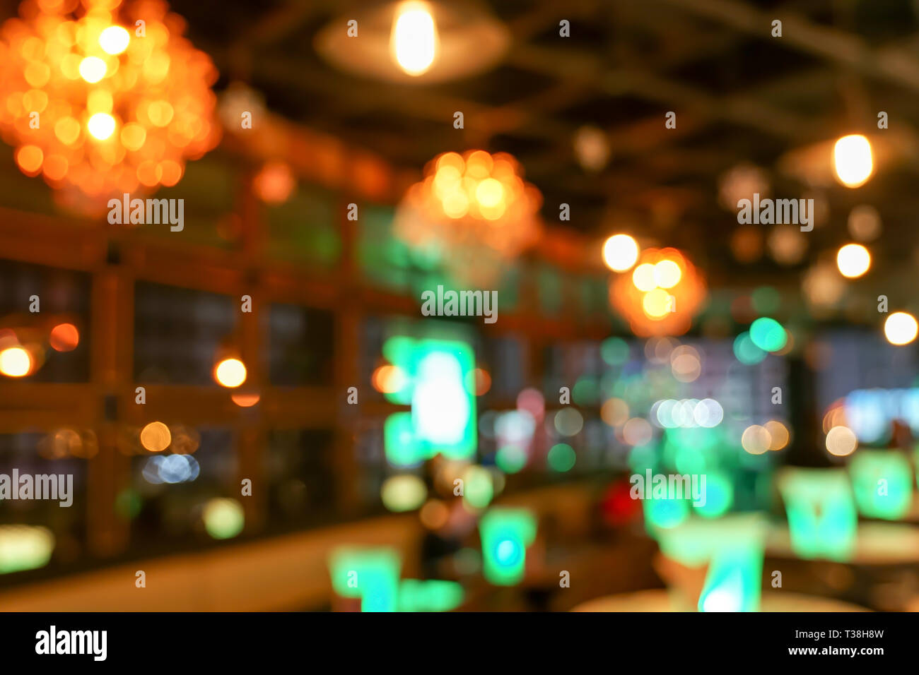 Pub / Club / Bar blurry and bokeh background image Stock Photo - Alamy