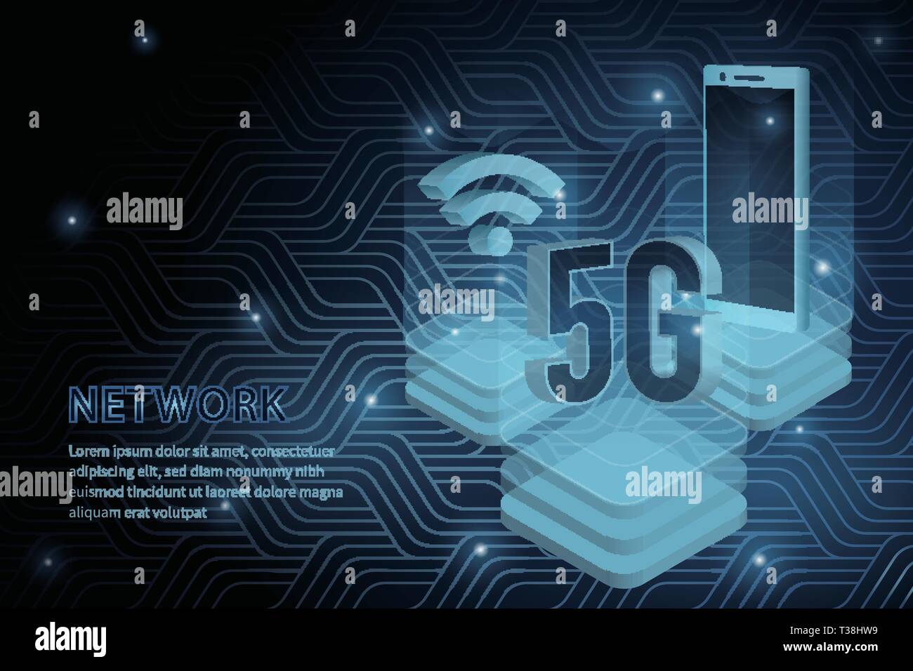 5G technology mobile phone geometry cross frame line vector futuristic ...