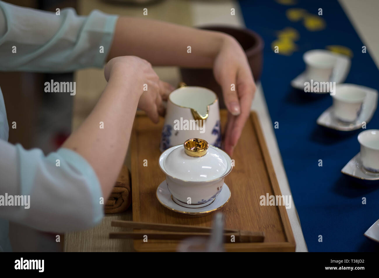 Wuhan, Hubei/ China- APR 07-2019: Chinese tea ceremony set the show for ...