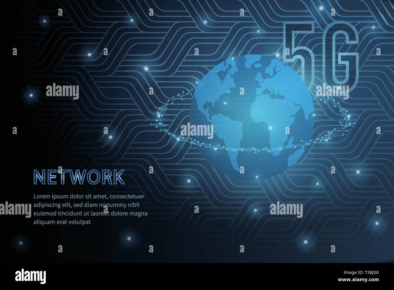 5G technology global earth and mobile phone geometry cross frame line ...