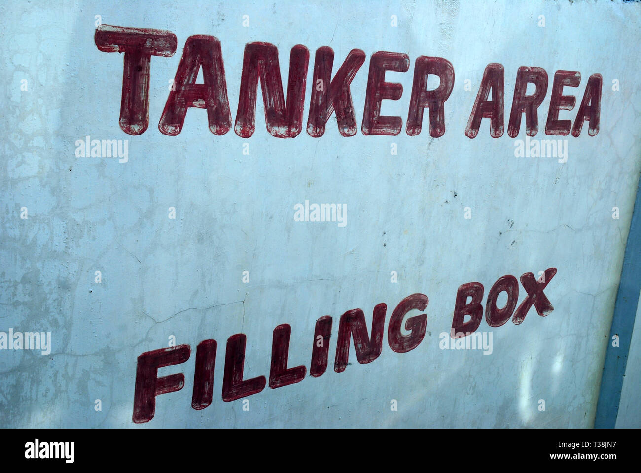 Tanker Area Filling Box painted sign at Garage, Samal, Philippines ...