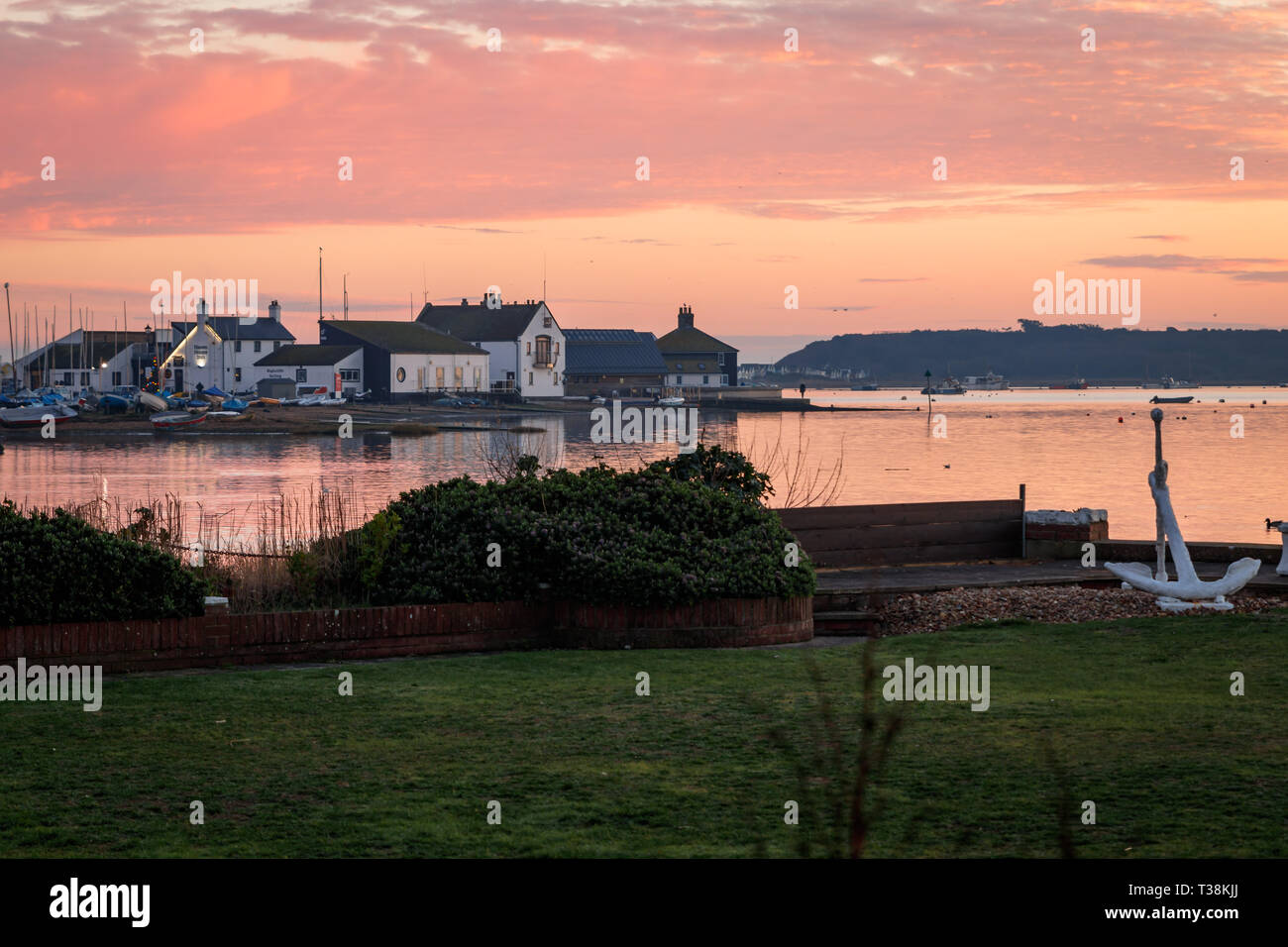 Mudeford Quay at sunset, Christchurch, Dorset, , on the South Coast of ...