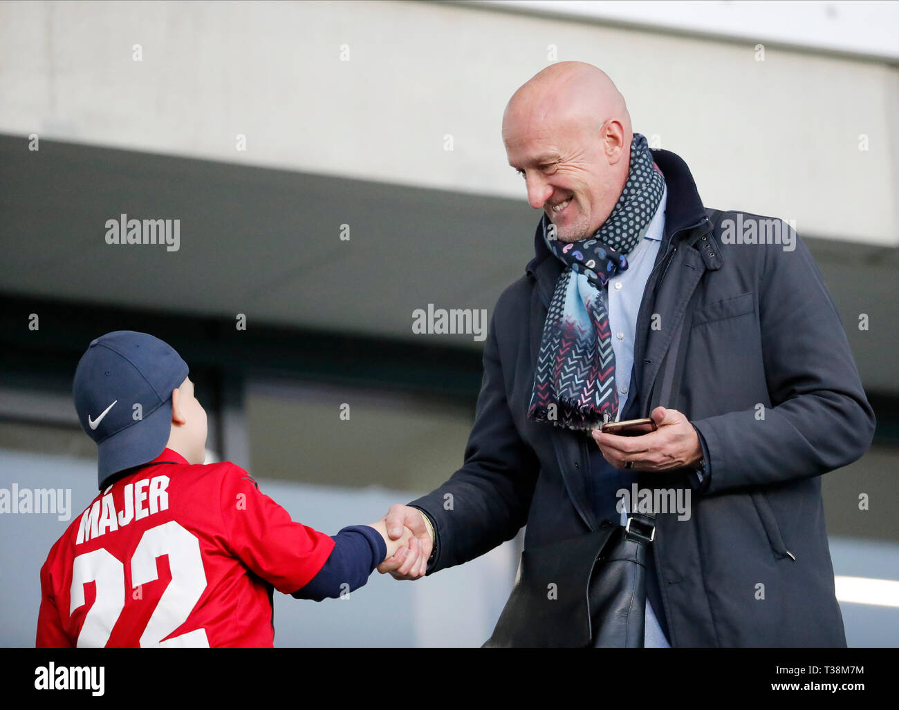 BUDAPEST, HUNGARY - APRIL 6: (l-r) A young supporter of Budapest Honved ...