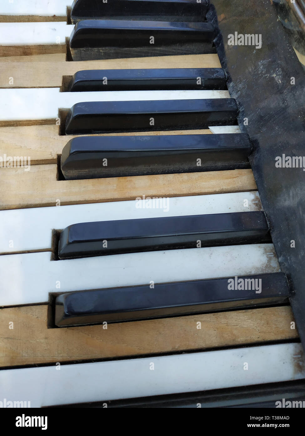 Old piano keys,retro music background Stock Photo - Alamy