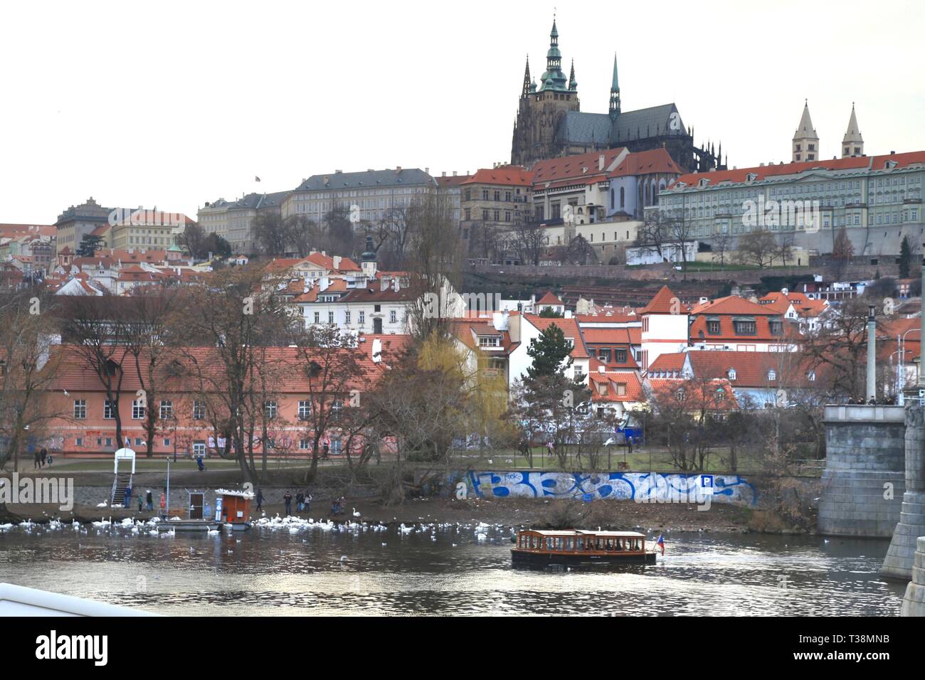 Prague Castle view from Charles Bridge in Prague, Czech Republic Stock ...