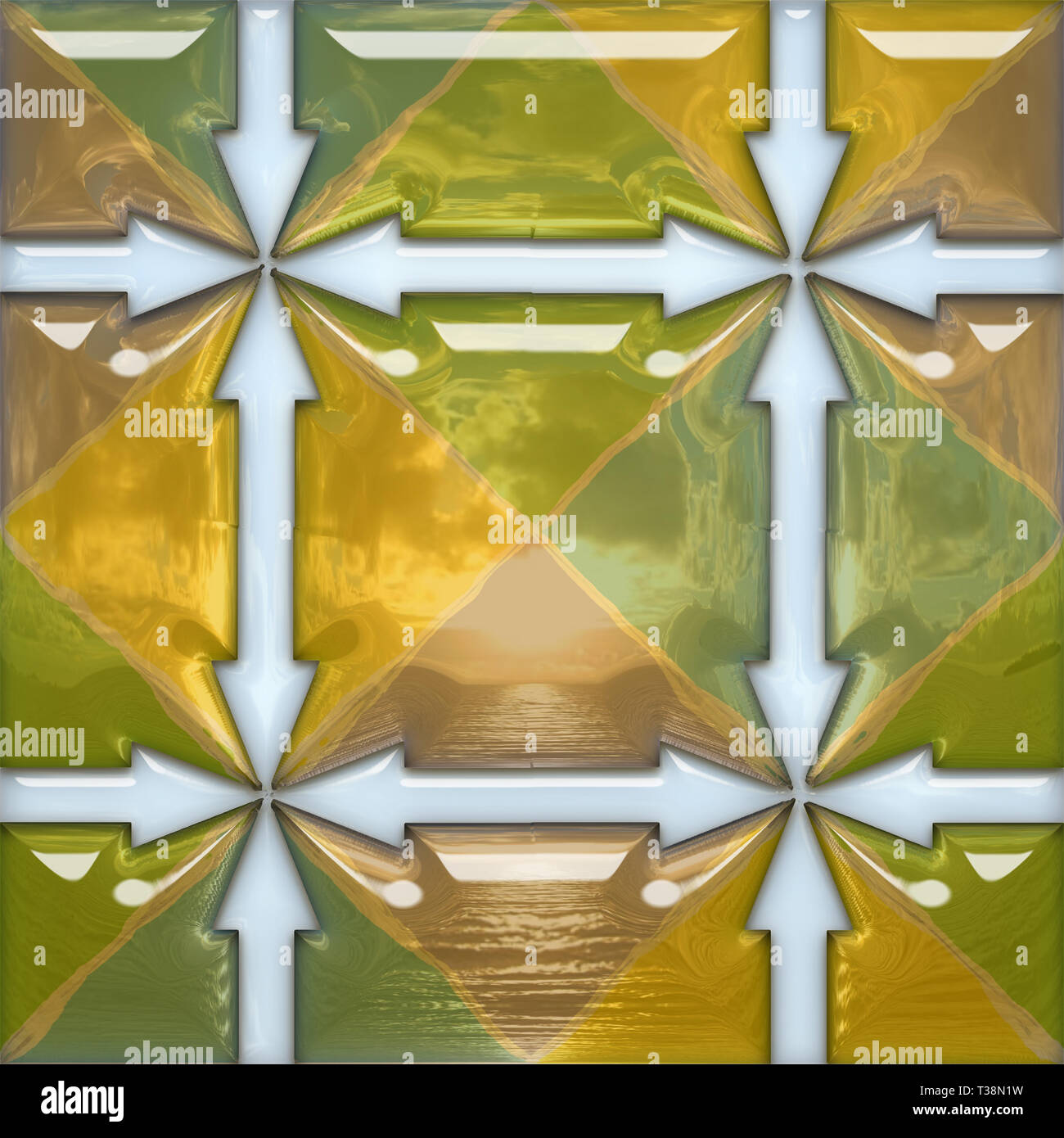 Ceramic tile in 3D with arrows Stock Photo - Alamy