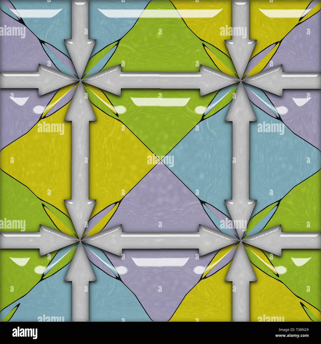Ceramic tile in 3D with arrows Stock Photo - Alamy