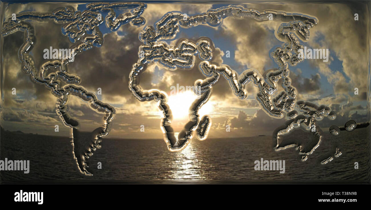 3d world map chrome hi-res stock photography and images - Alamy