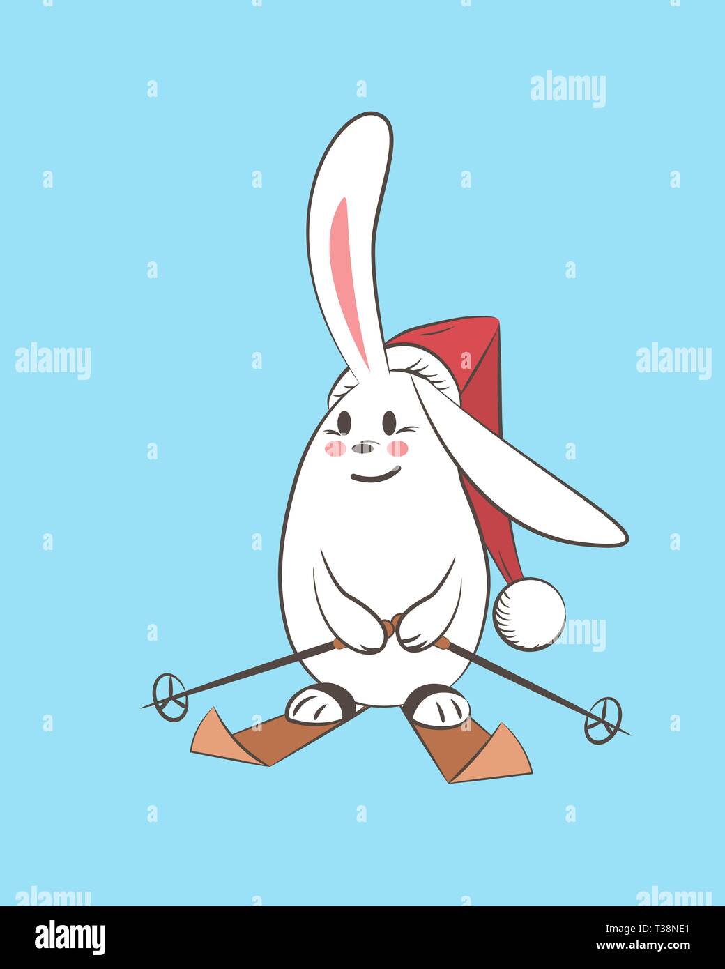 Christmas bunny with hat Stock Vector Images - Alamy