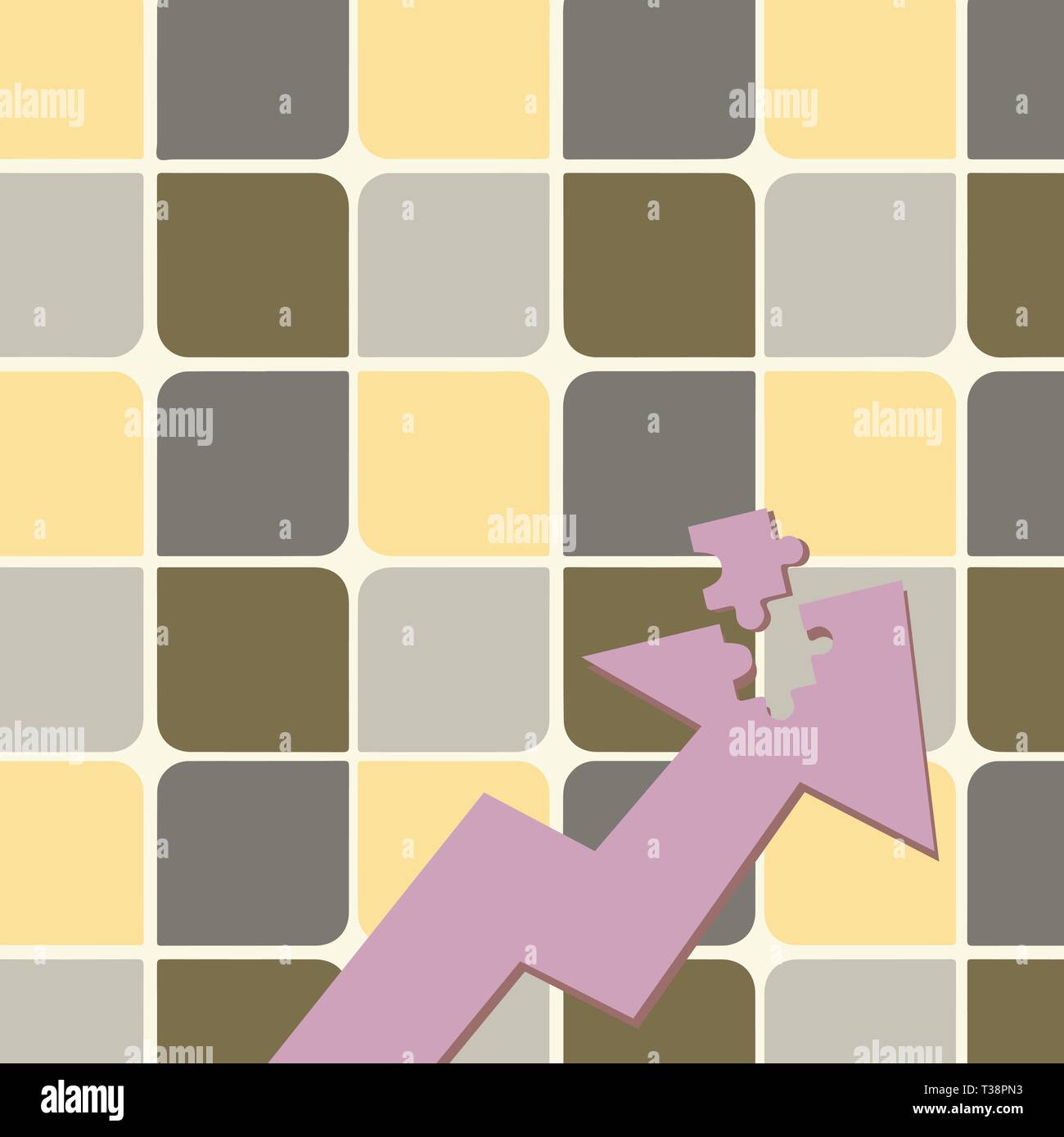 Colorful Arrow Pointing Upward with Detached Part Like Jigsaw Puzzle ...