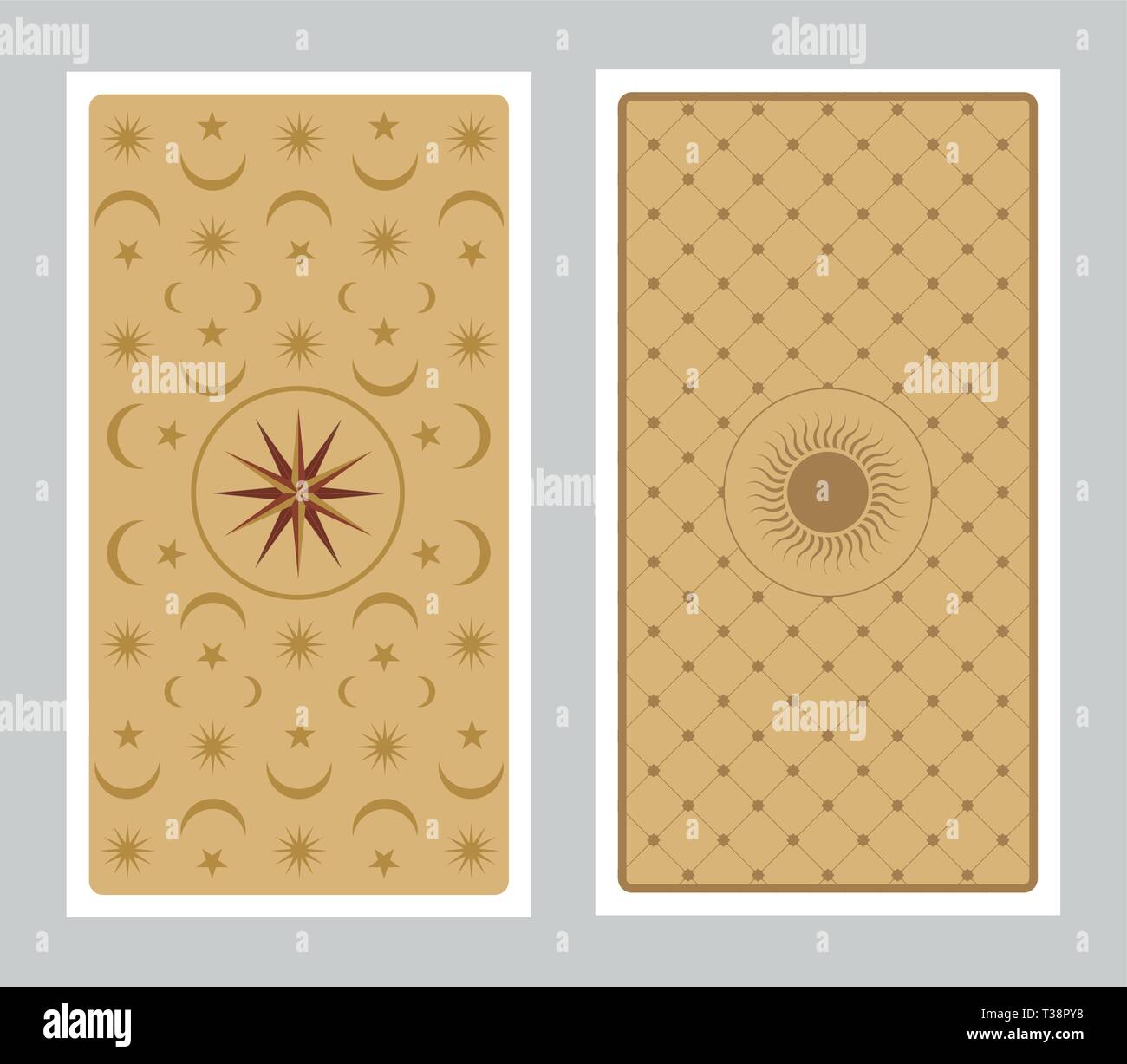 Back of Tarot card decorated with stars, sun and moon Stock Vector ...