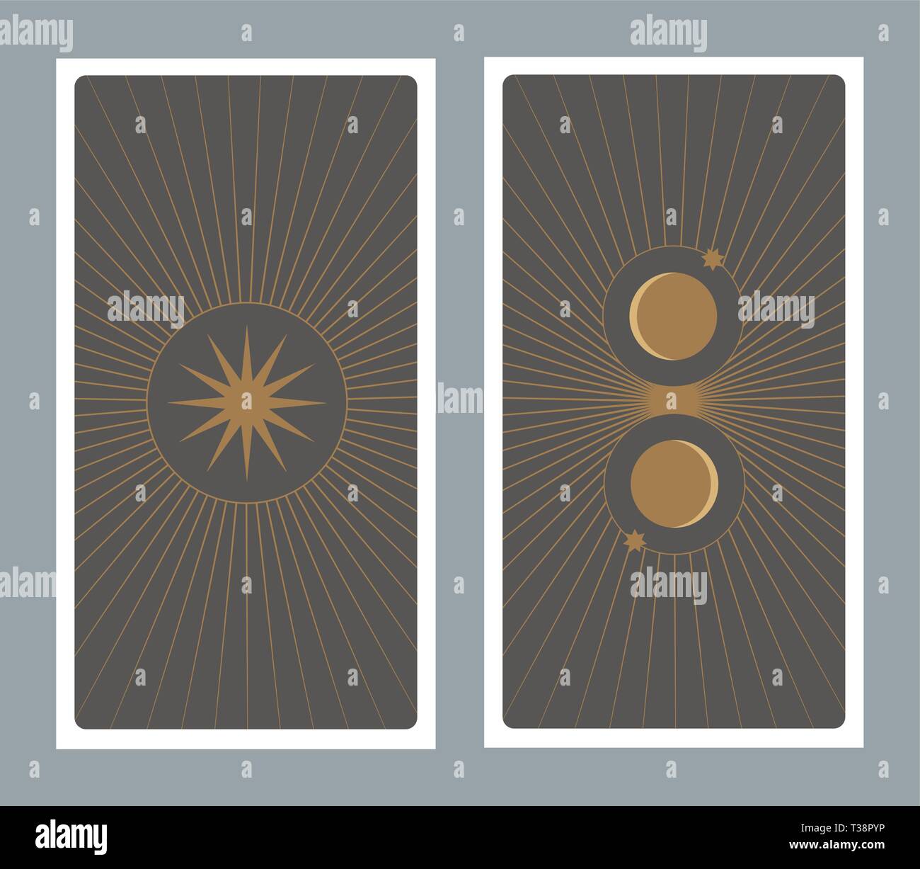 Back of Tarot card decorated with stars, sun and moon Stock Vector ...