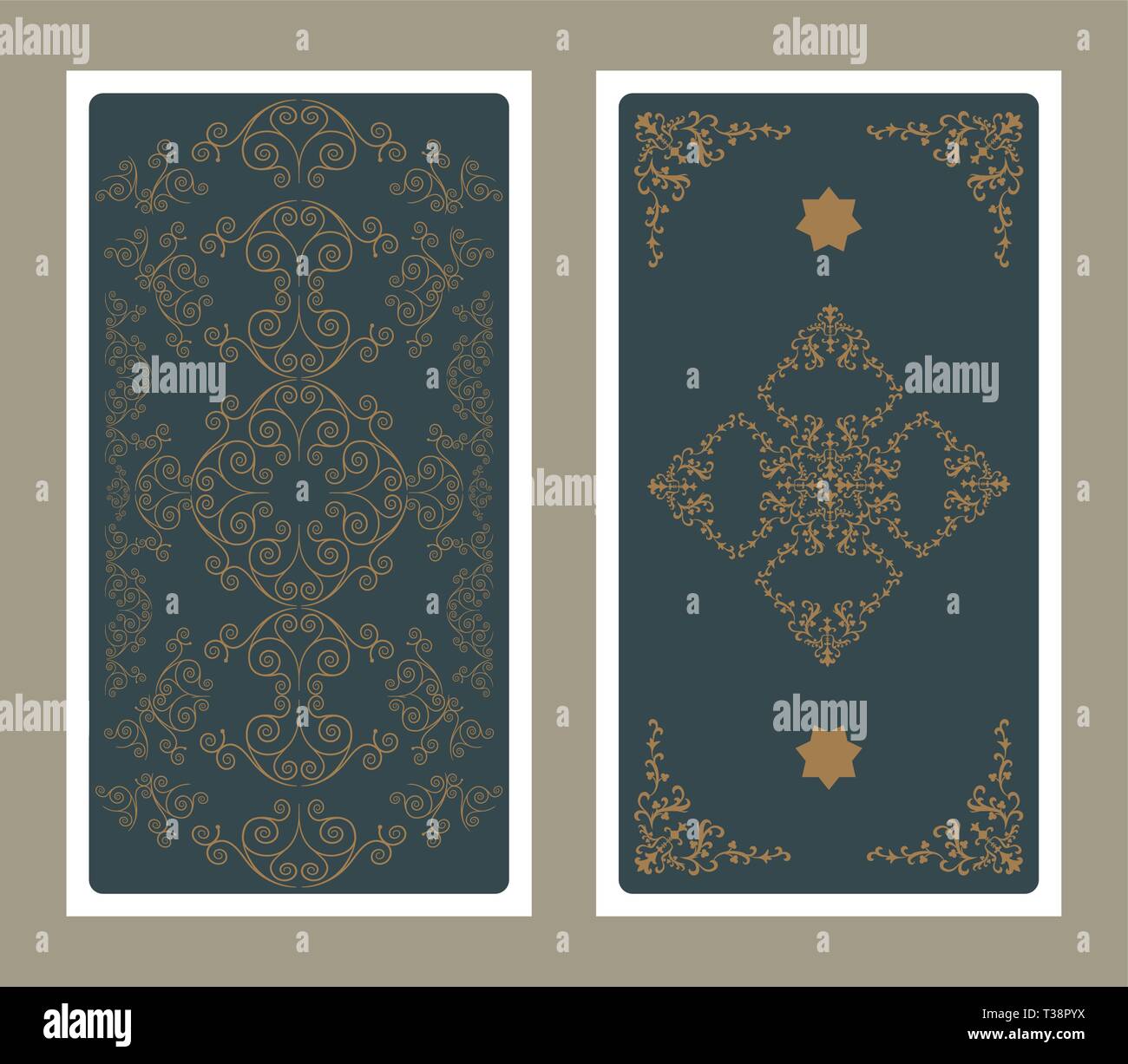 Back of Tarot card decorated with ornamental graphics and stars Stock ...